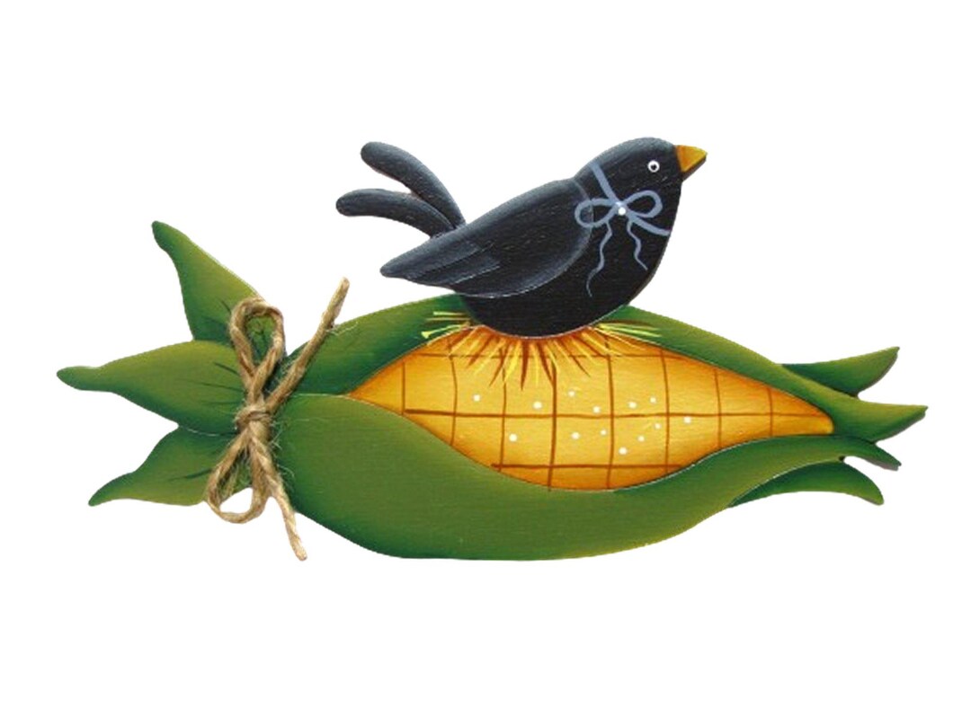 Autumn Crow on Corn Fridge Magnet, Shelf Sitter, Tiered Tray Decor ...