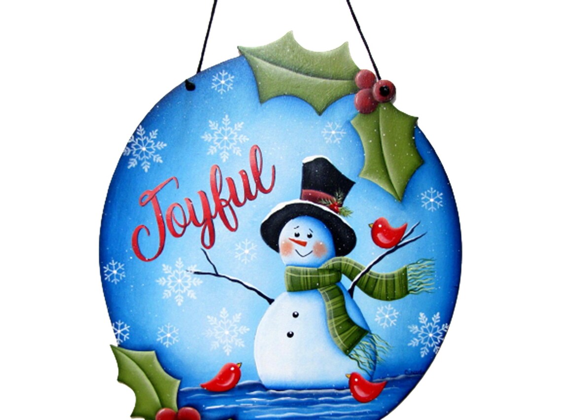 Snowman joyful Sign Handpainted Wood Winter Home - Etsy
