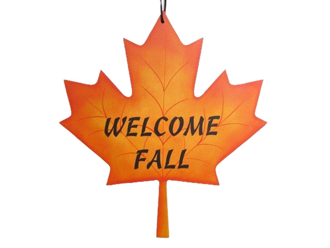 Welcome Fall Maple Leaf Cutout Wall Art, Handpainted Wood Sign, Wreath ...