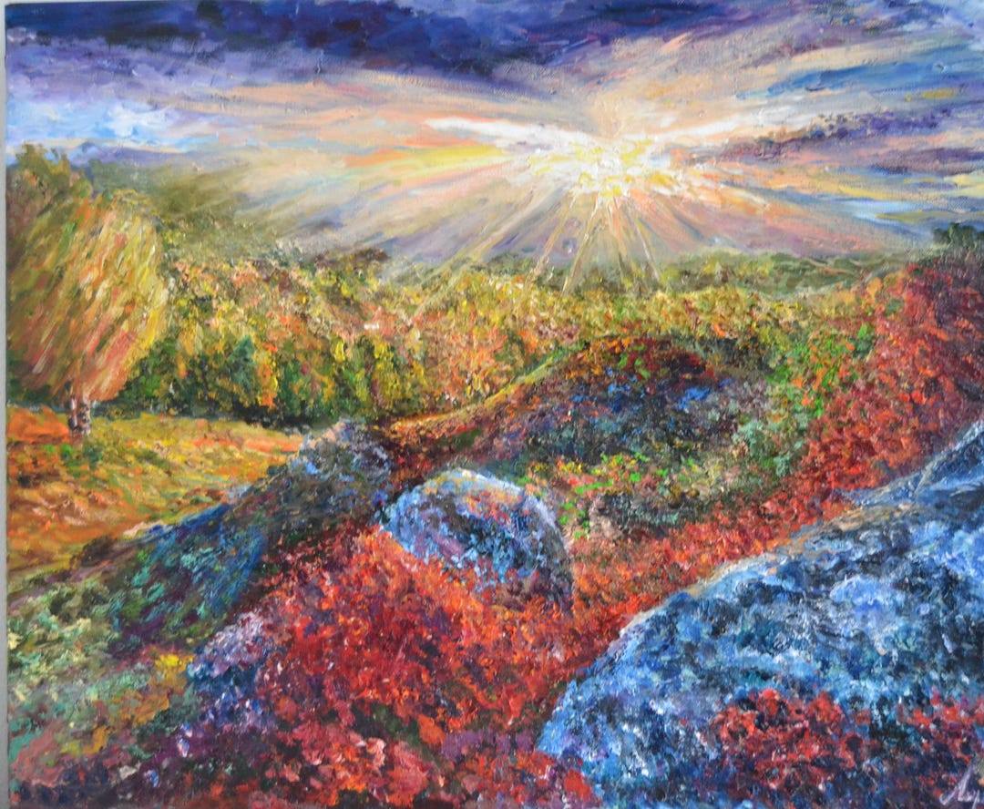 Red Valley, Original Oil Painting, Optimistic Painting, Landscape ...