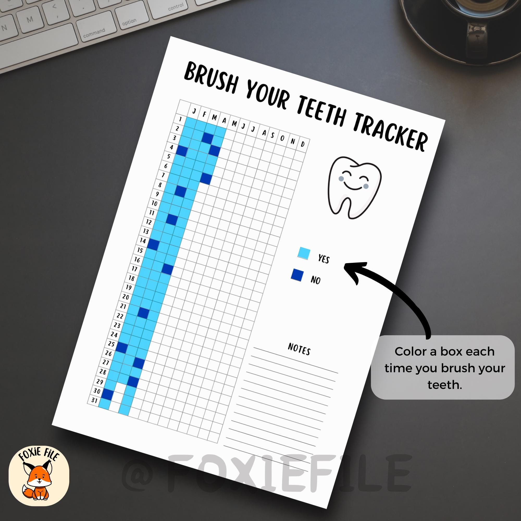 Tooth Brushing Tracker - PRINTABLE Journal Page - Planner & Evaluator ...
