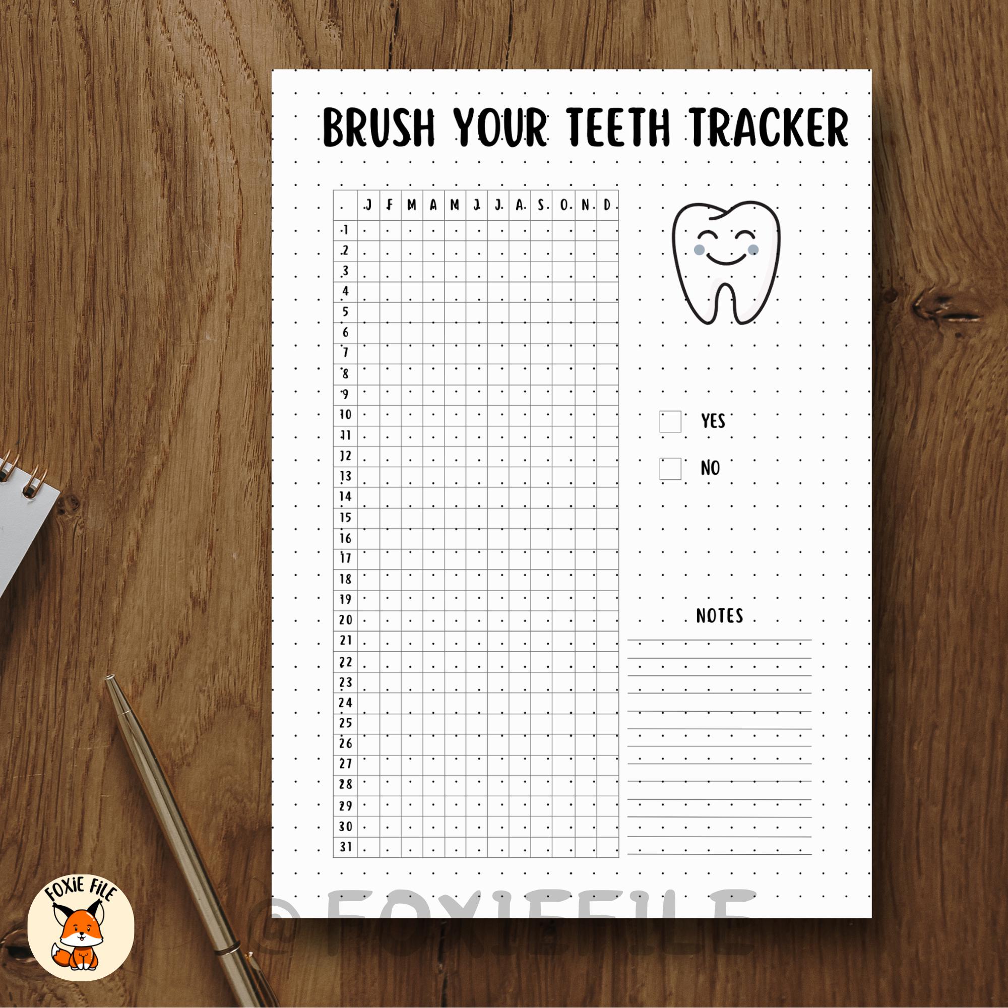 Tooth Brushing Tracker - PRINTABLE Journal Page - Planner & Evaluator ...