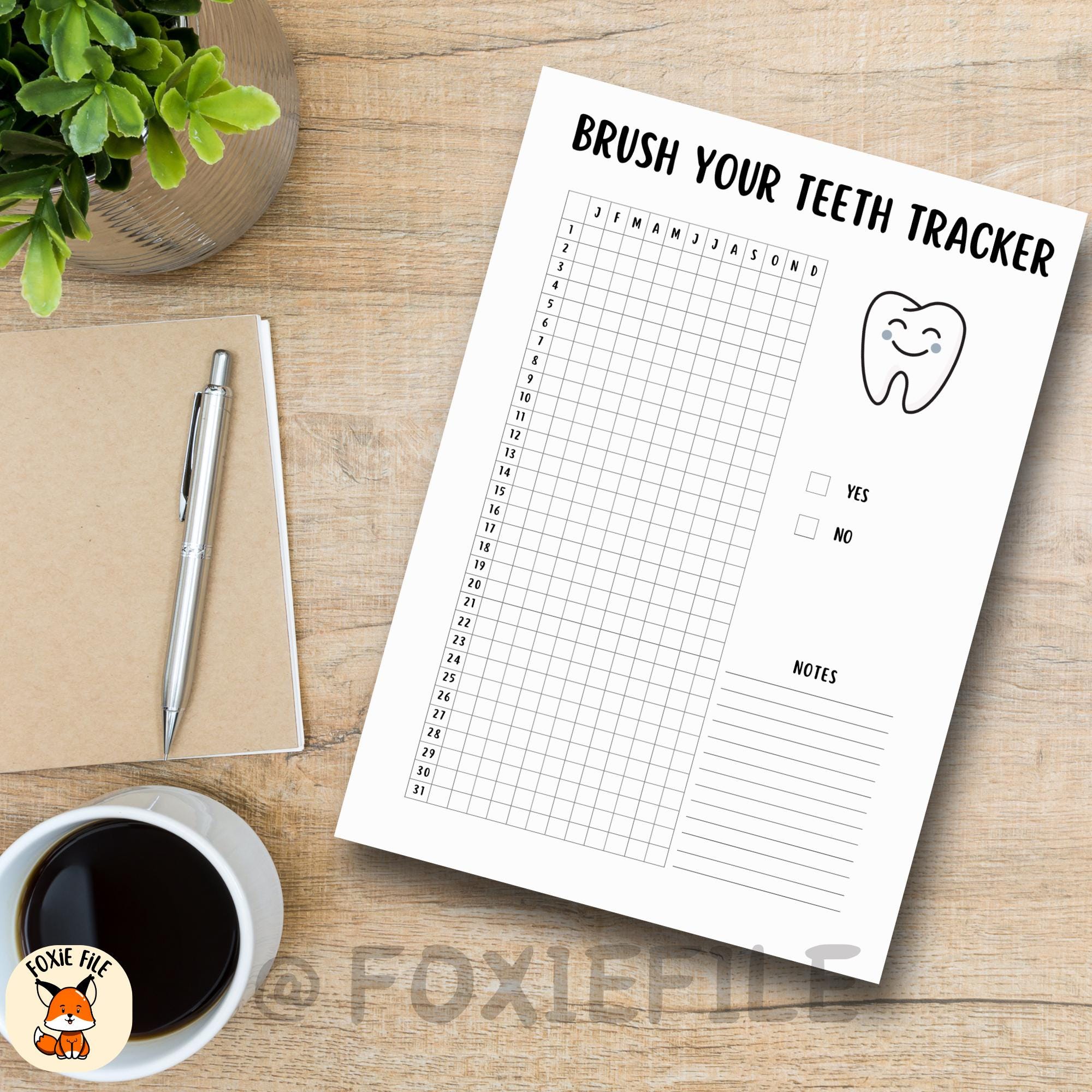 Tooth Brushing Tracker - PRINTABLE Journal Page - Planner & Evaluator ...