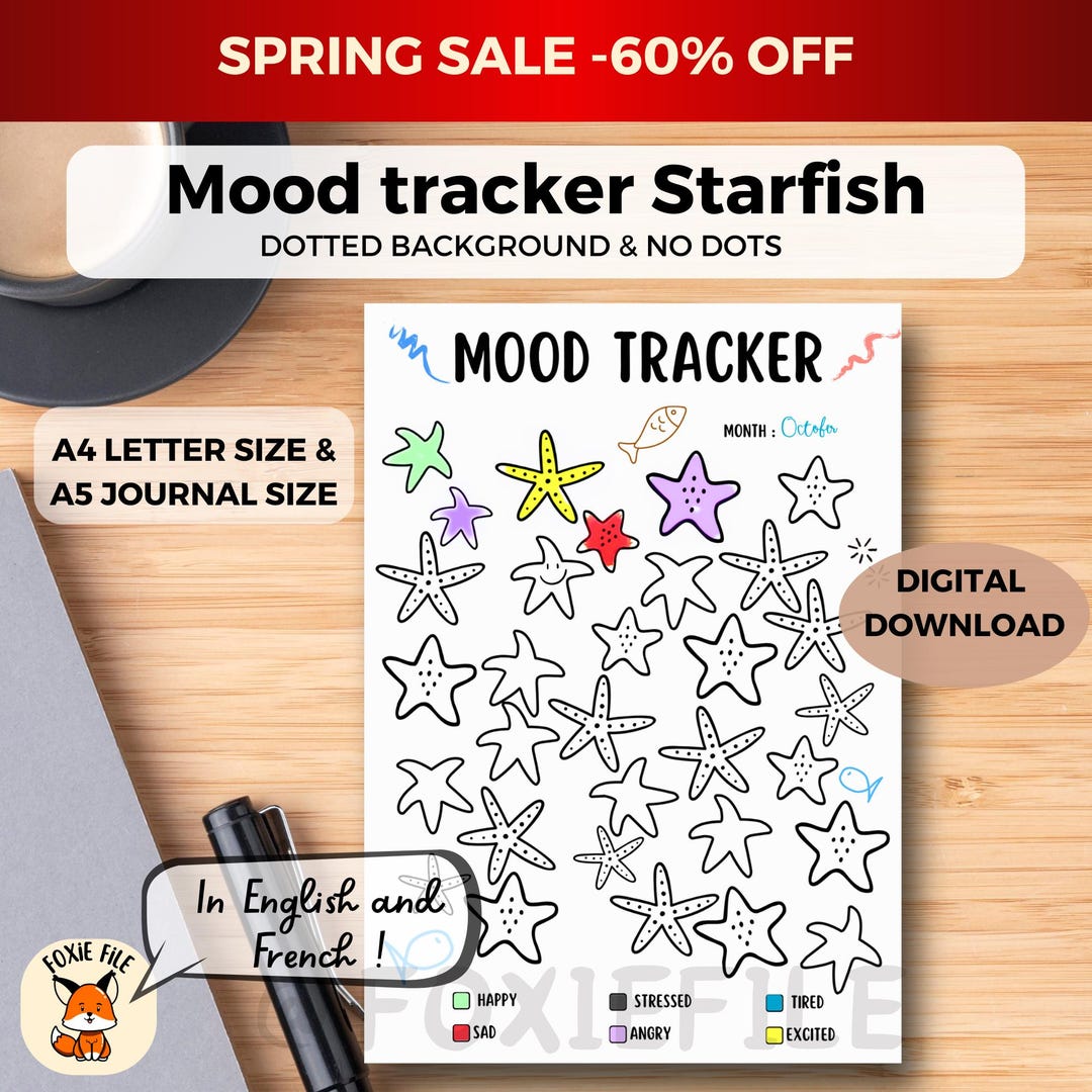 Mood Tracker "starfish" - PRINTABLE Journal Page - Planner & Evaluator ...