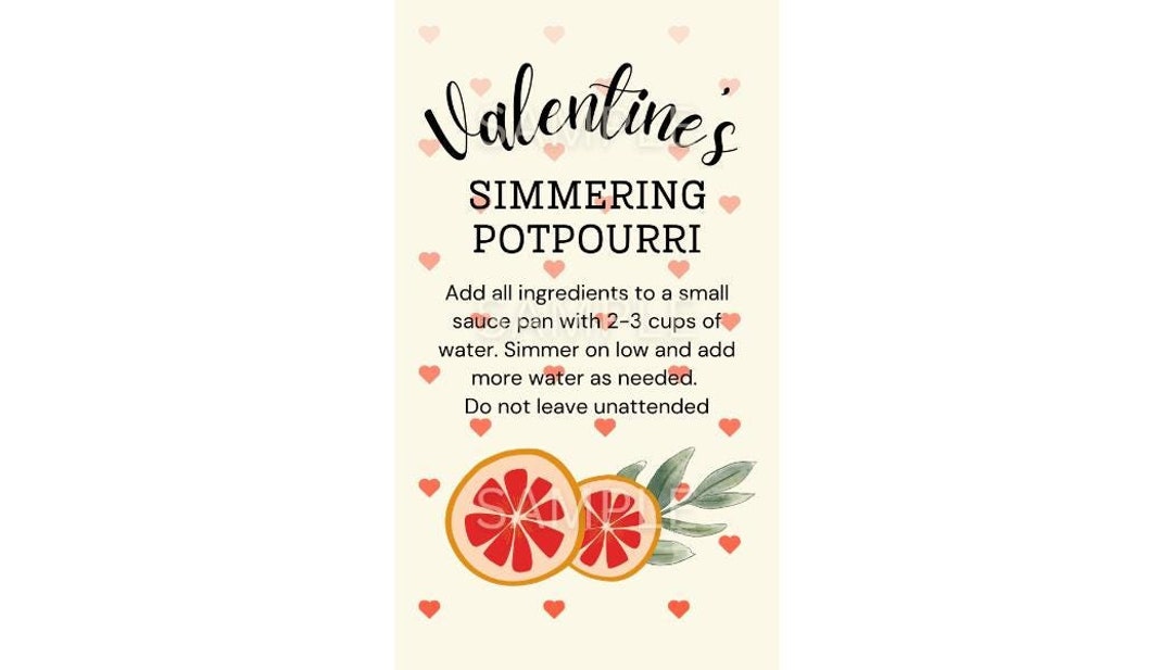 Printable Valentine's Simmering Potpourri Gift Tag (digital Download ...