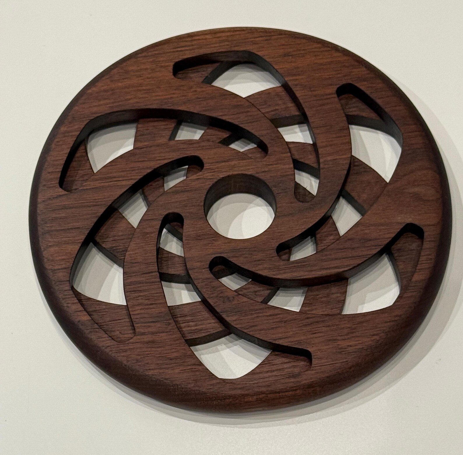 Handcrafted Spiral Hardwood Trivet Double-sided Pinwheel Design 7 Inch ...
