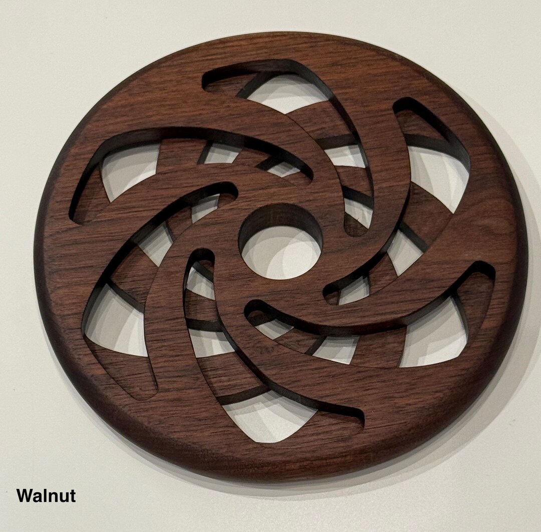 Handmade Wood Trivet With Spiral Pinwheel Pattern | 7-inch Heat-proof ...