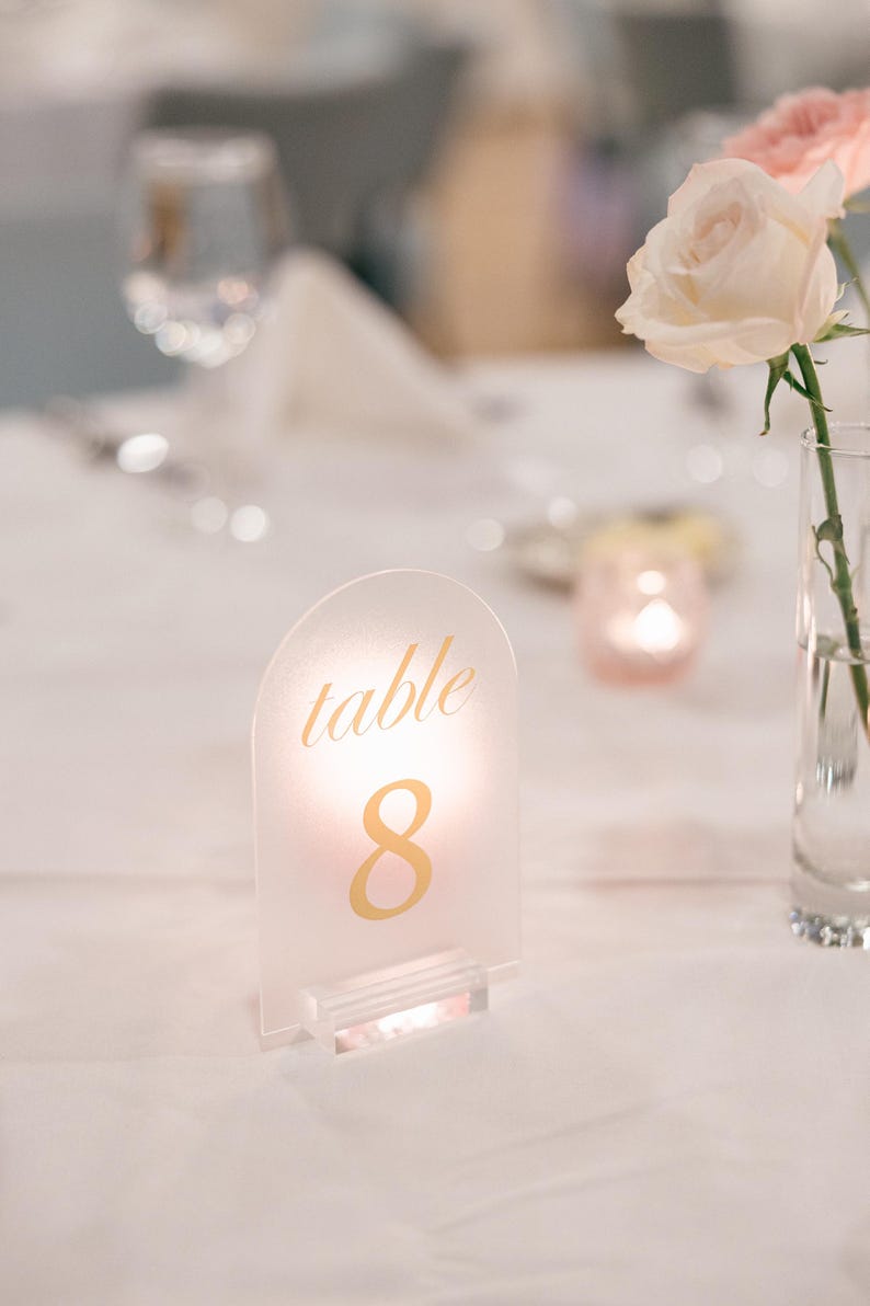 Frosted Acrylic Table Numbers, Luxe Table Numbers With Clear Stand ...
