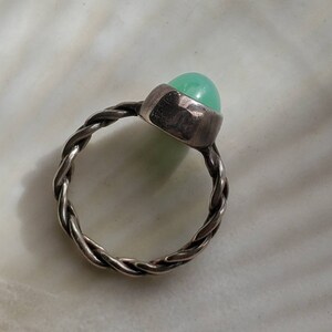 Vintage Sterling Braid Ring With Chrysoprase Cabochon - Etsy