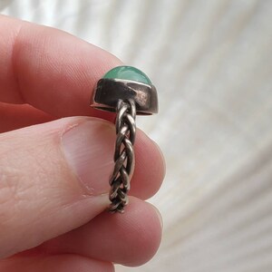 Vintage Sterling Braid Ring With Chrysoprase Cabochon - Etsy