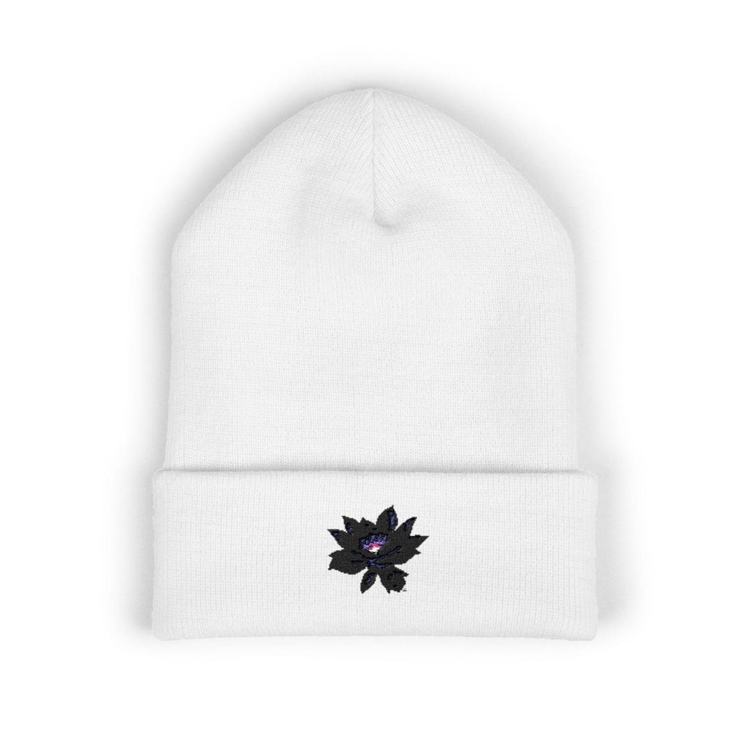 Beanie Hat, Black Lotus Pixel Art Embroidered, Winter Knit Cap, Cozy ...