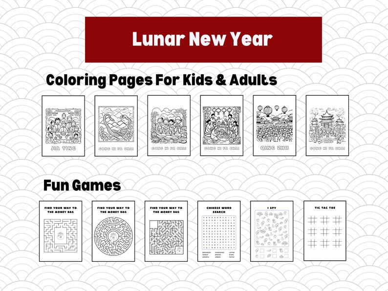 Lunar New Year Activity Pages for Kids - Etsy