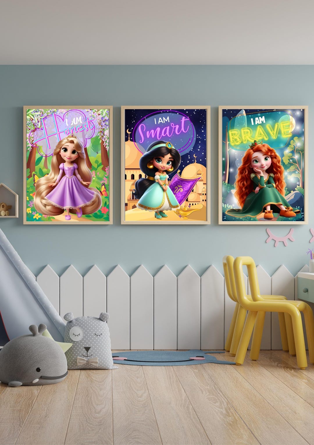Princess Motivational Poster Set: Inspirational Kids Room Wall Art - Etsy