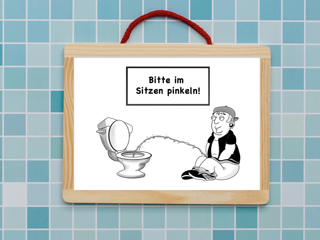 Cartoon Poster Please Pee While Sitting, Funny Toilet Decoration for ...