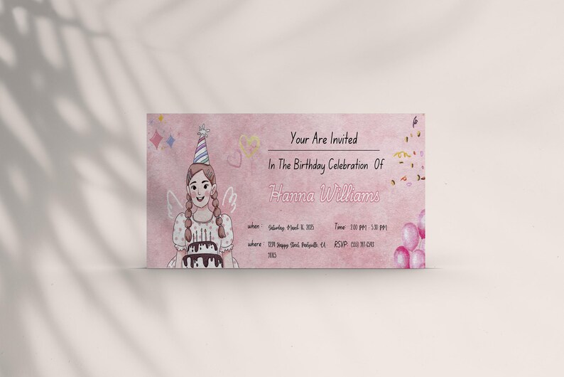 Editable Barbie Birthday Card, Pink Princess Theme, Editable Canva ...