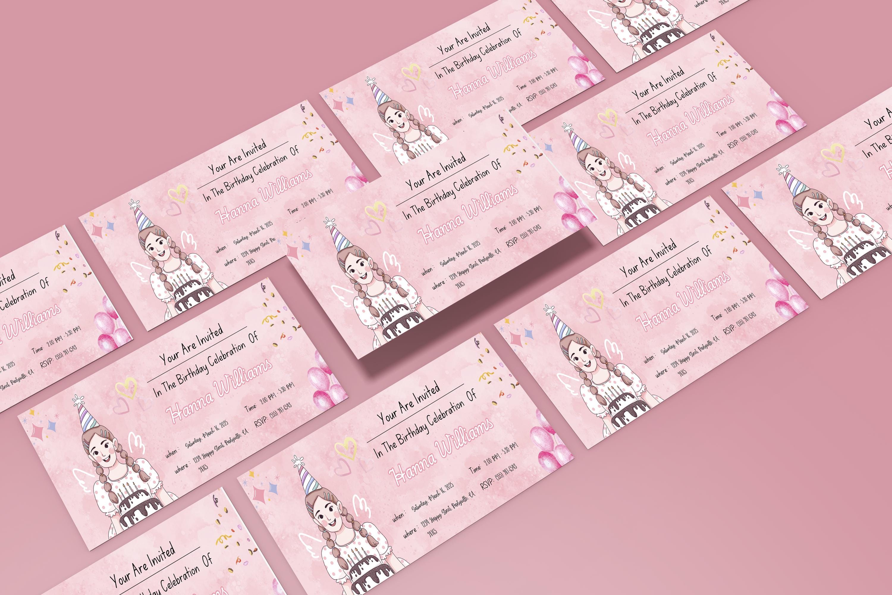 Editable Barbie Birthday Card, Pink Princess Theme, Editable Canva ...