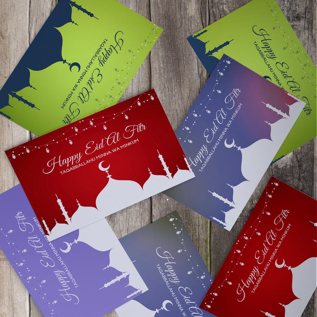 Elegant Eid Ul Fitr Greeting Card | Islamic Eid Card | Handmade Eid ...