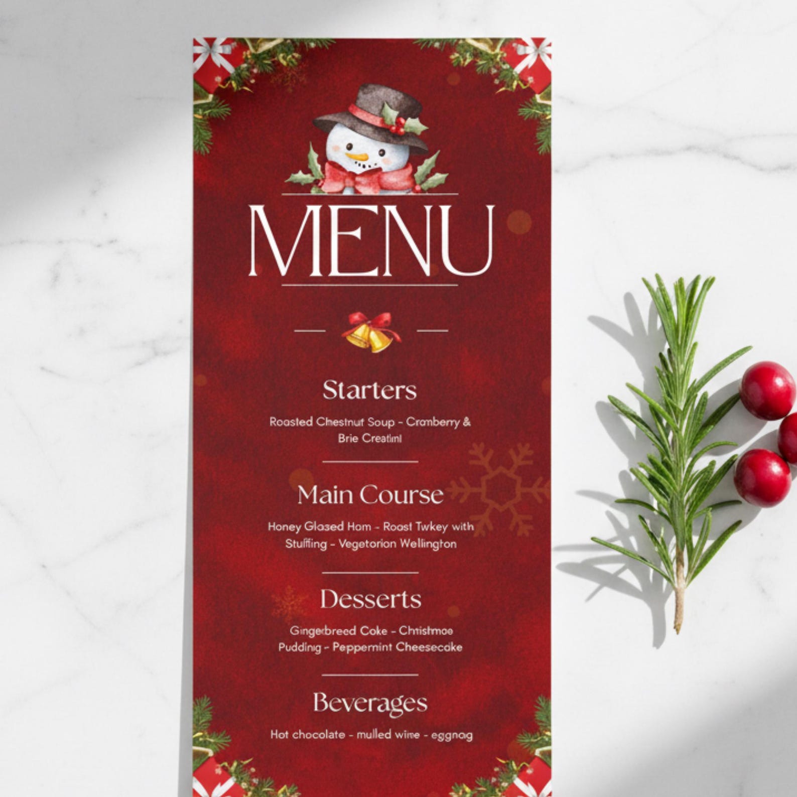 Christmas Menu Template: Vertical Holiday Restaurant Design (canva ...