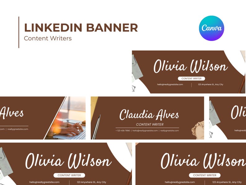Linkedin Banner Templates for Content Writers | Canva Editable ...