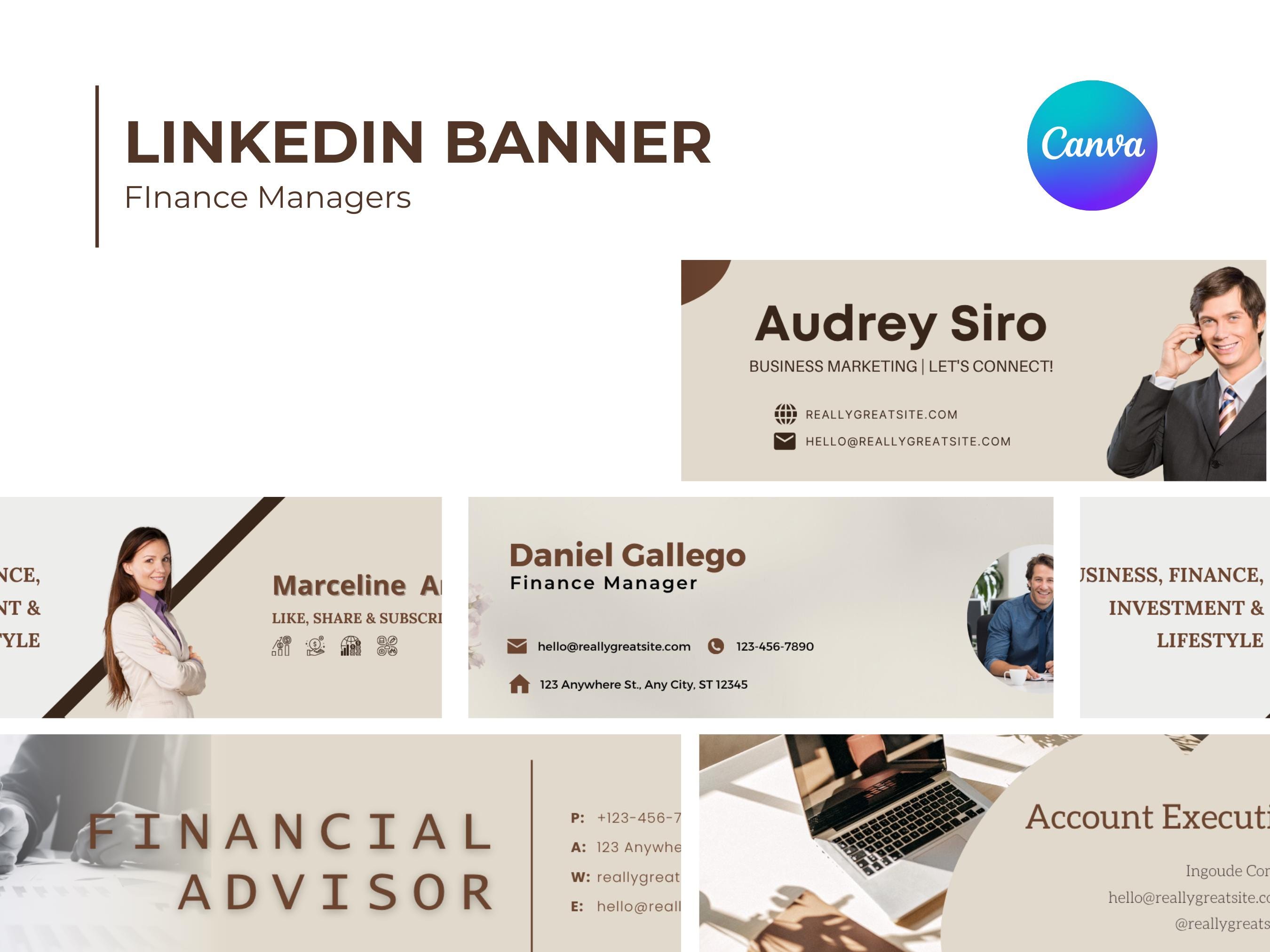 Linkedin Banner Templates for Finance Professionals | Canva Editable ...