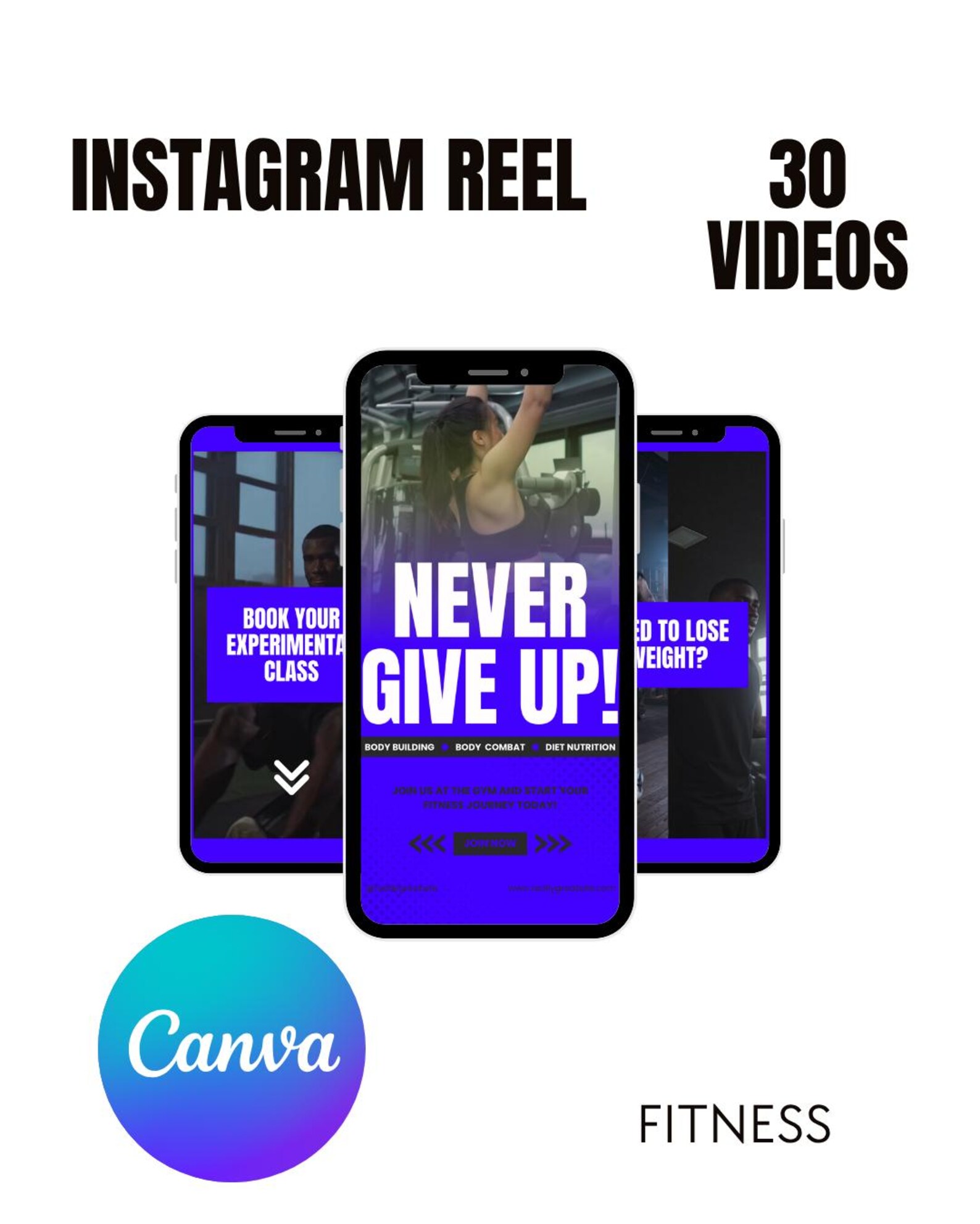 Fitness Instagram Reels Canva Templates, Gym & Workout Video Posts ...