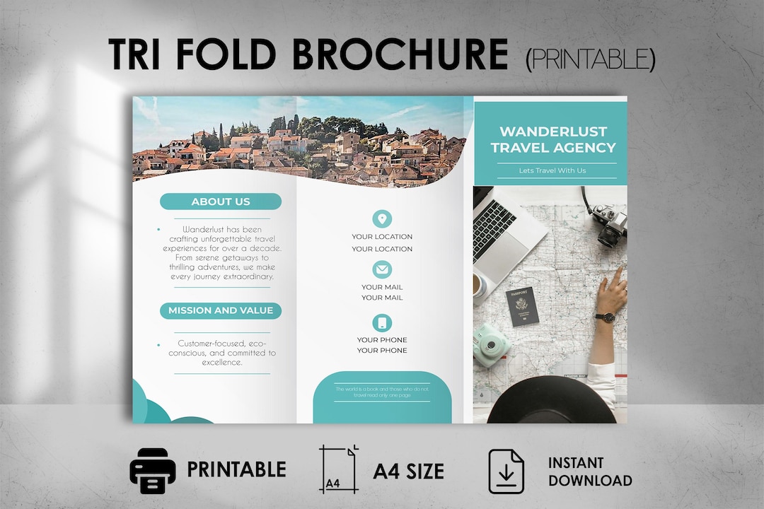 Elegant Travel Brochure Template: Itinerary & Guide - Etsy