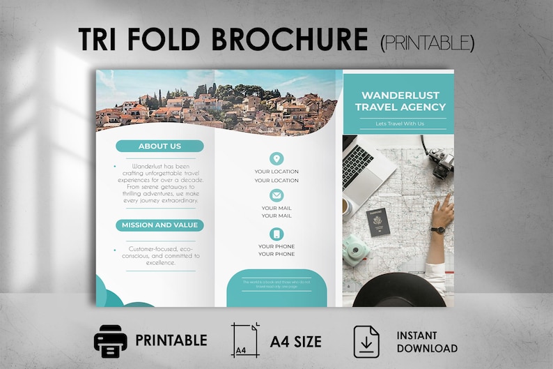 Elegant Travel Brochure Template: Itinerary & Guide - Etsy