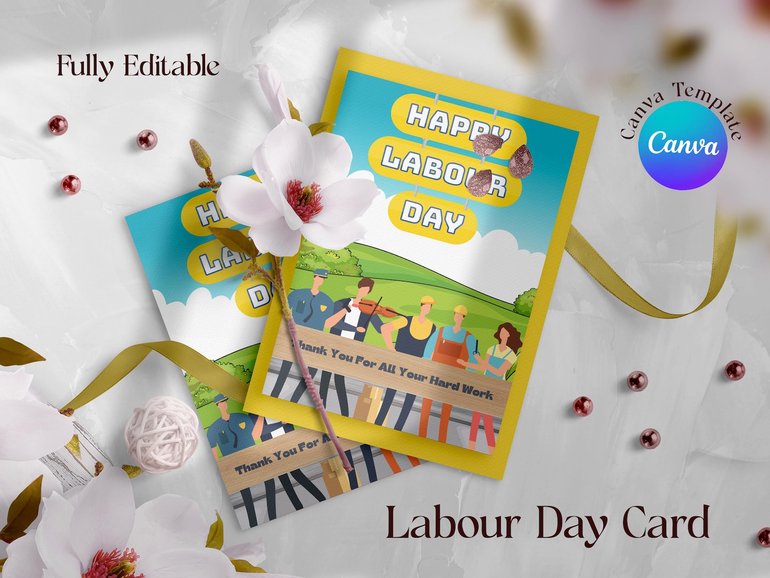 Labour Day Appreciation Card, Printable Employee Thank You, Canva ...