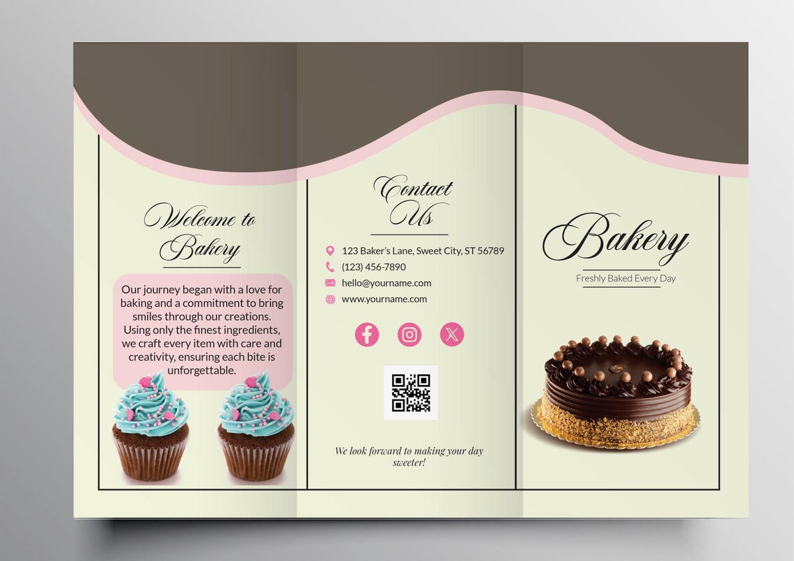 Printable Bakery Brochure | Custom Cake Shop Menu | DIY Bakery Flyer ...