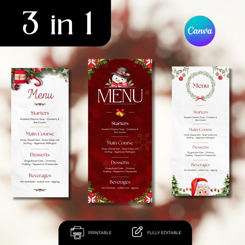 Christmas Menu Template: Vertical Holiday Restaurant Design (canva ...
