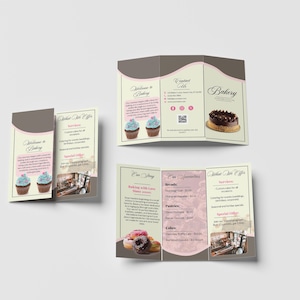 Printable Bakery Brochure | Custom Cake Shop Menu | DIY Bakery Flyer ...
