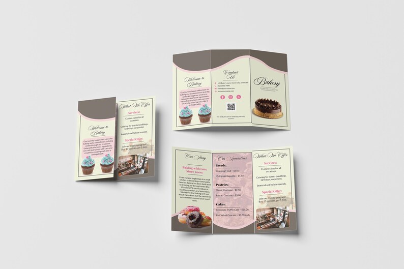 Printable Bakery Brochure | Custom Cake Shop Menu | DIY Bakery Flyer ...