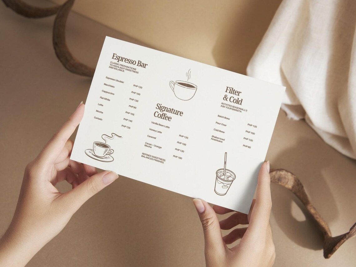 Cafe Trifold Menu Flyer Template: Editable Coffee Shop Brochure (canva ...
