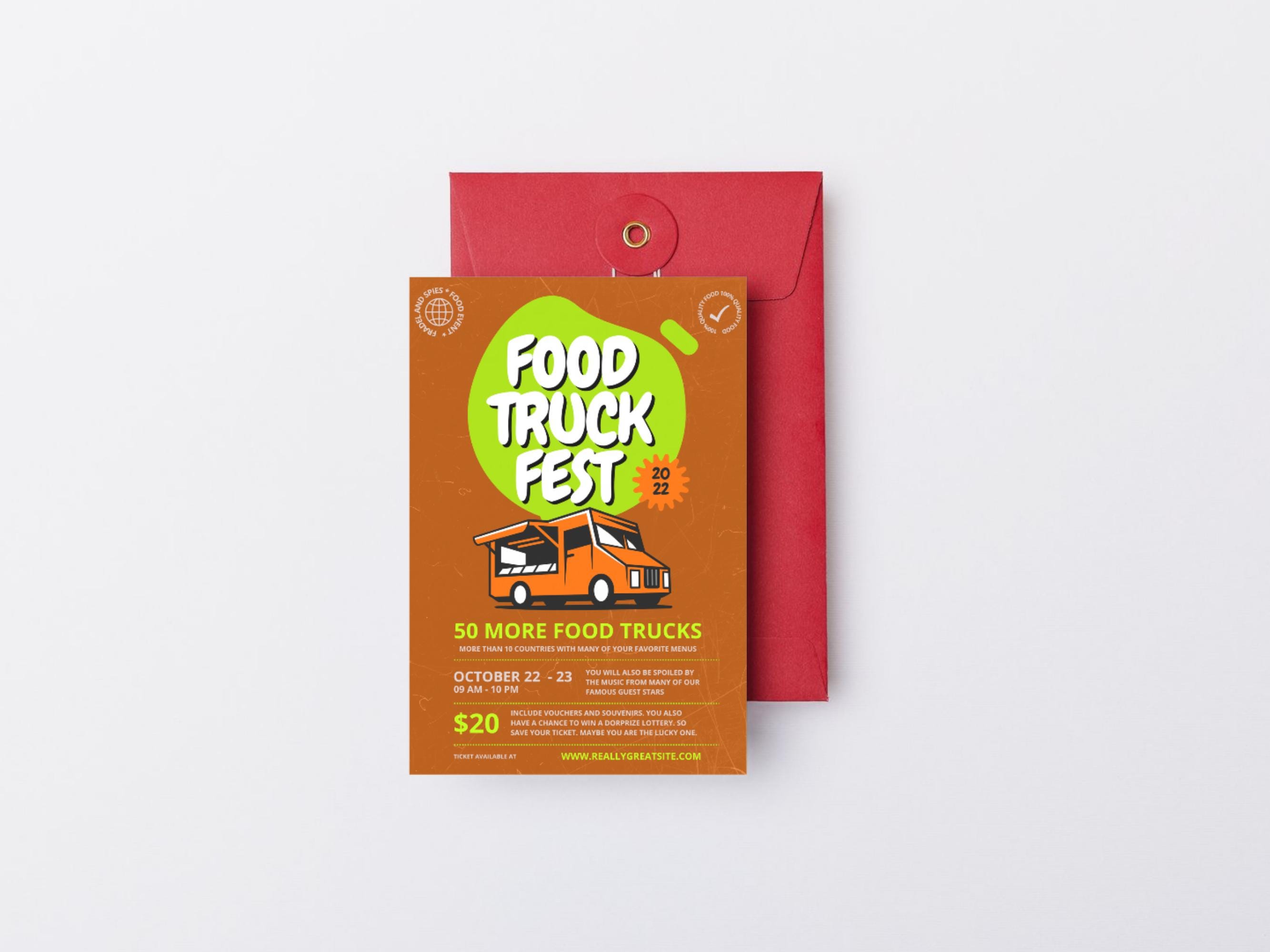 Food Truck Flyer Canva Template | 5 Editable Flyers | Street Food Event ...