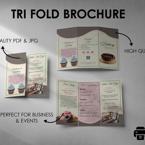 Printable Bakery Brochure | Custom Cake Shop Menu | DIY Bakery Flyer ...