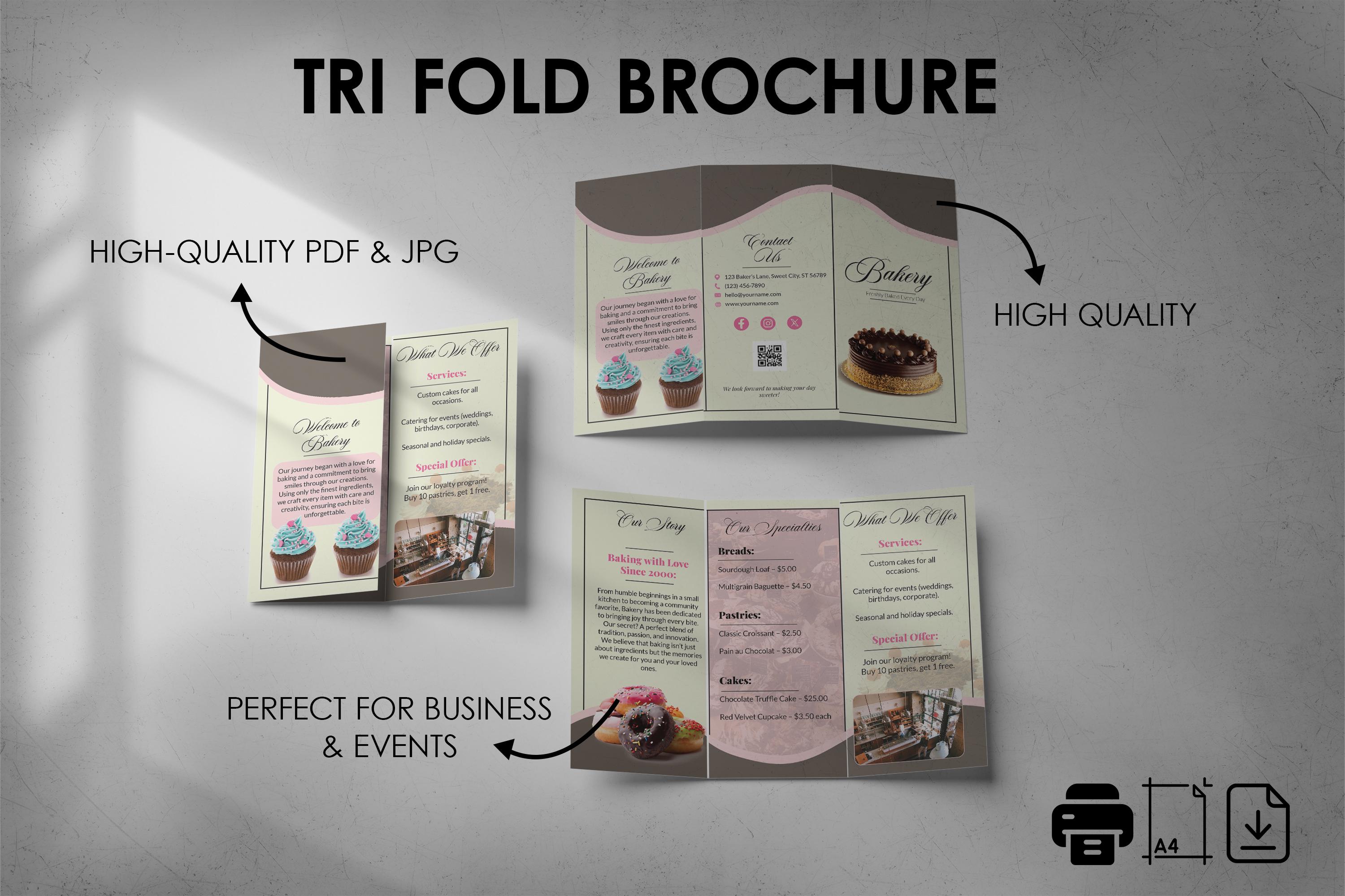 Printable Bakery Brochure | Custom Cake Shop Menu | DIY Bakery Flyer ...