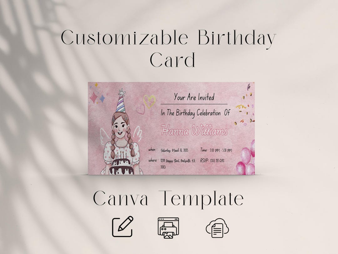Editable Barbie Theme Birthday Card | Barbie Princess Birthday Card ...