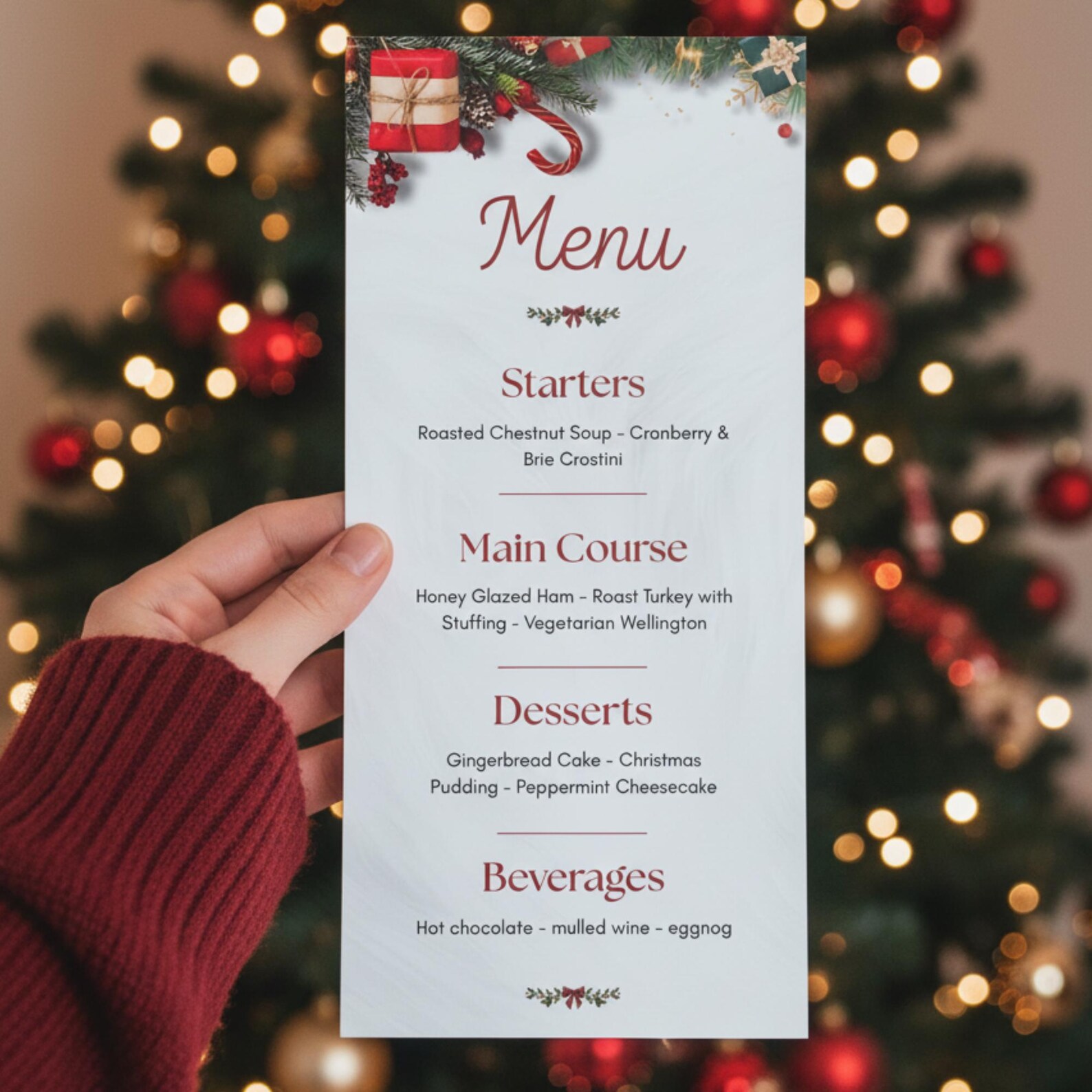 Christmas Menu Template: Vertical Holiday Restaurant Design (canva ...