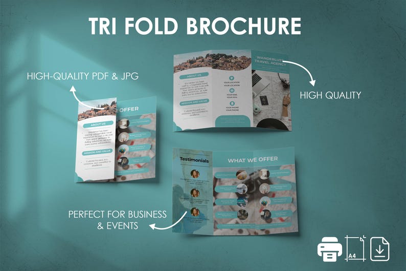 Elegant Travel Brochure Template: Itinerary & Guide - Etsy
