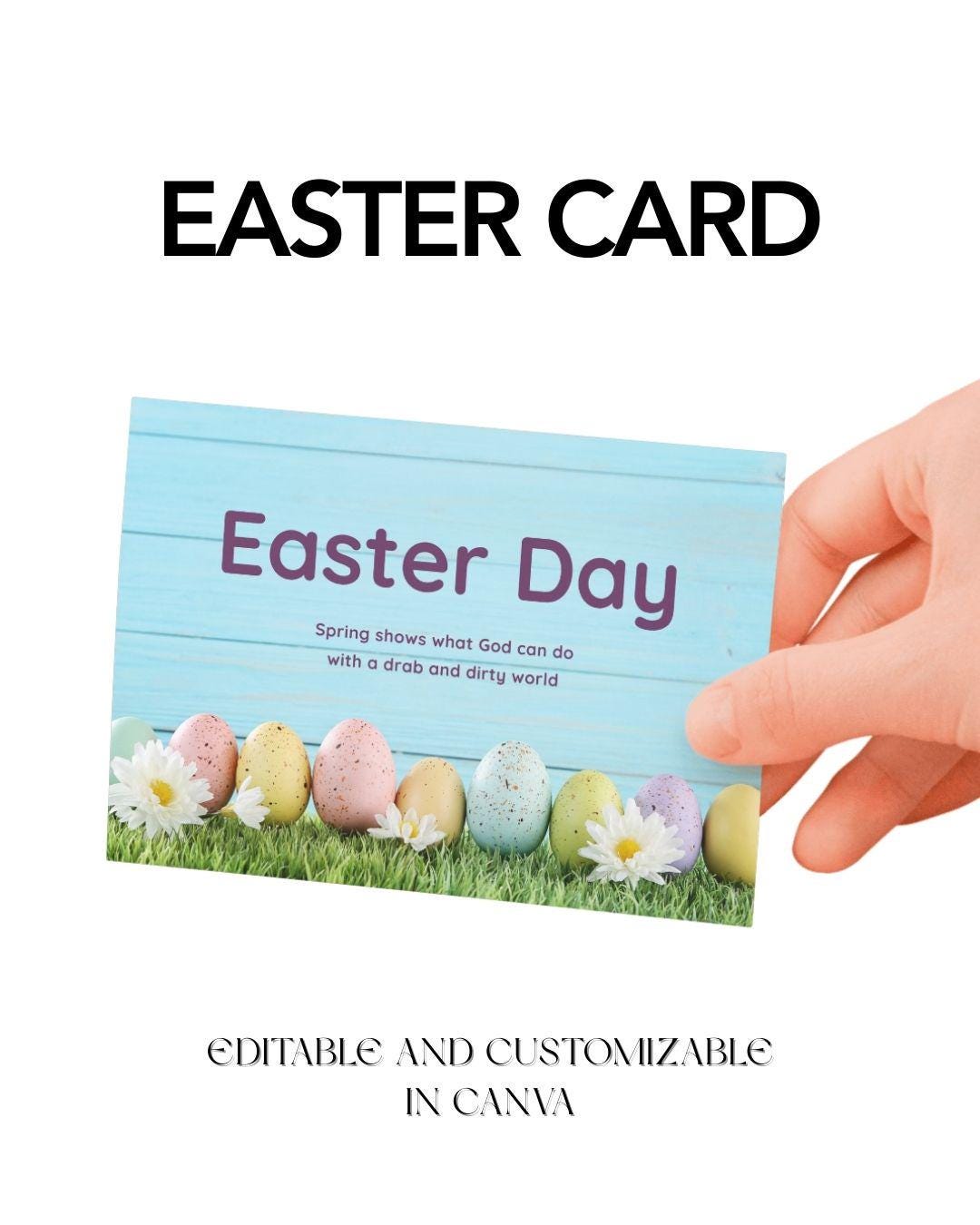 Happy Easter Card – Blue Theme With Easter Eggs – Printable & Digital ...