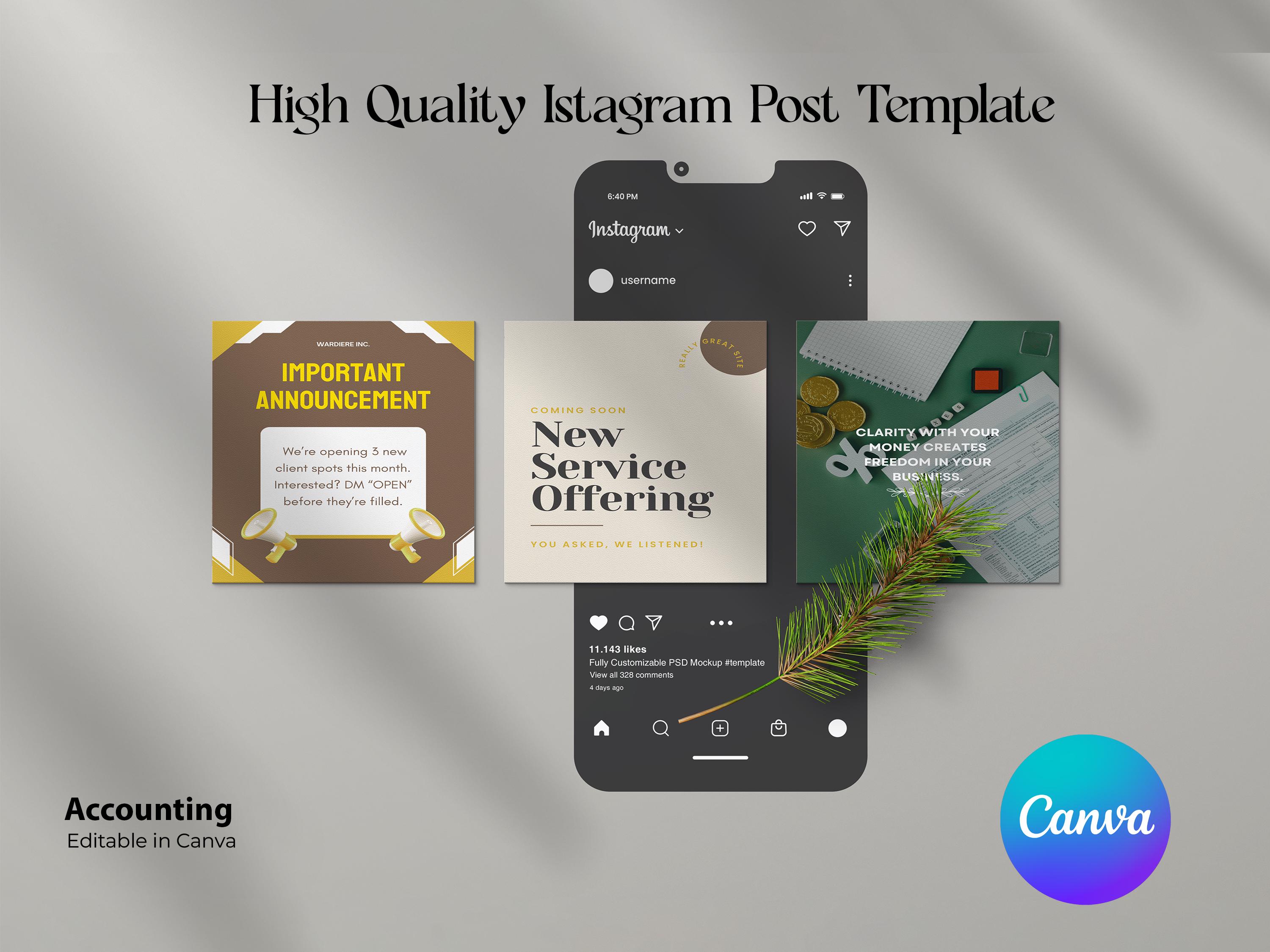 30 Accounting Canva Templates | Bookkeeping Instagram Post Pack ...