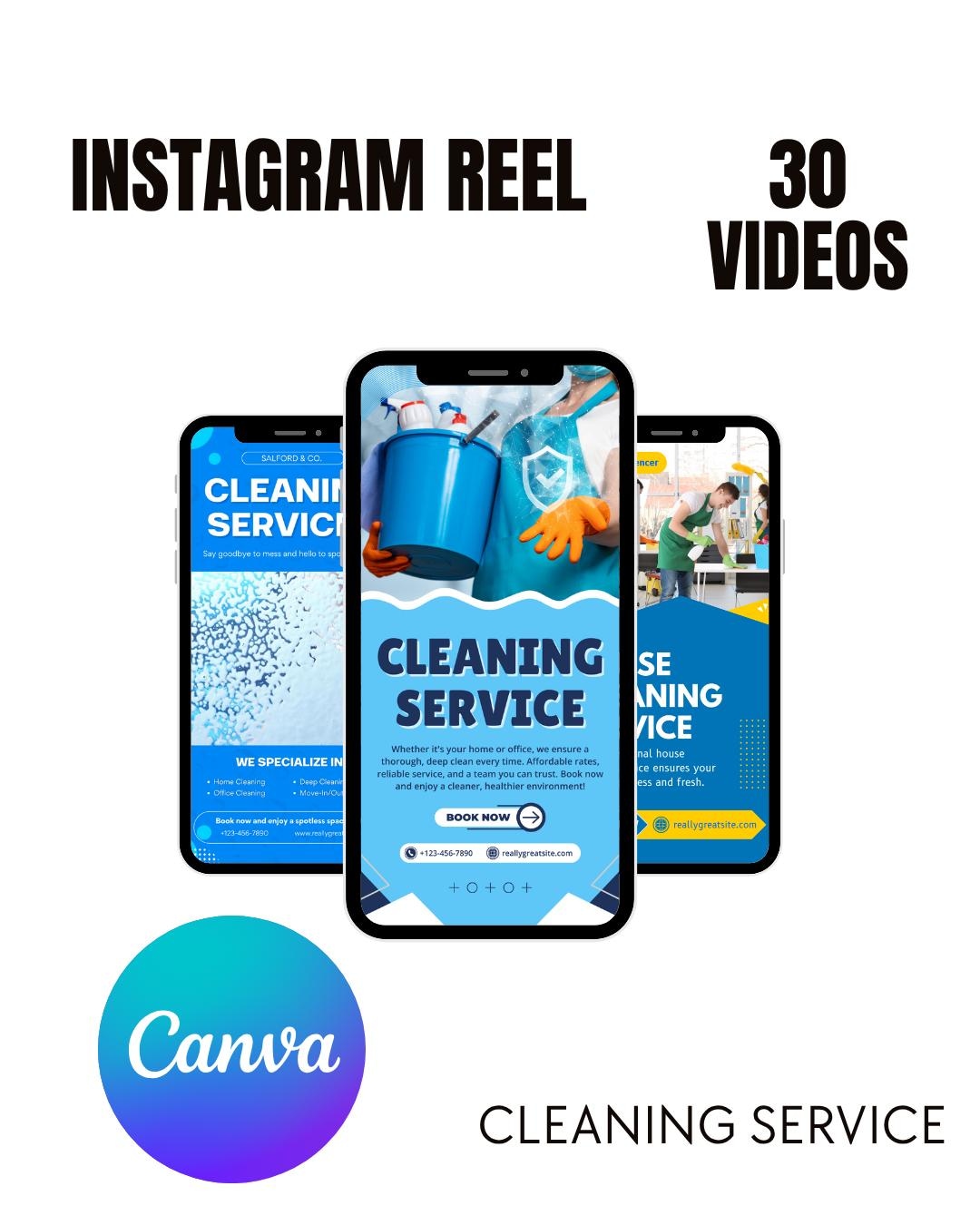 Cleaning Service Reels Canva Template | Editable Short-form Video ...