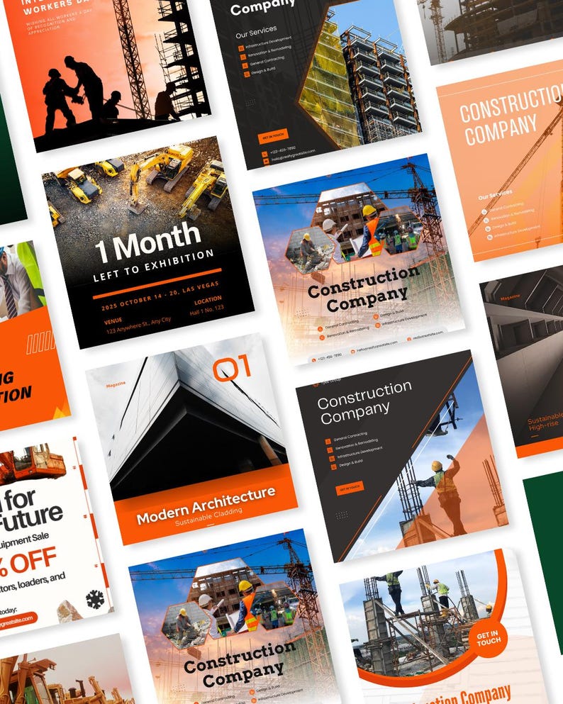Construction Company Social Media Templates | Cleaning Business - Etsy