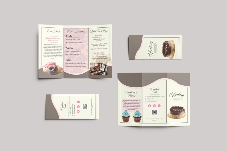 Printable Bakery Brochure | Custom Cake Shop Menu | DIY Bakery Flyer ...