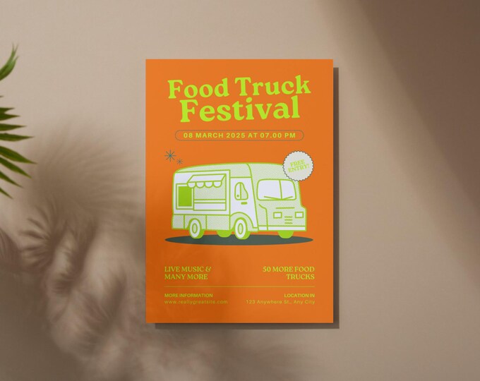 Food Truck Flyer Canva Template | 5 Editable Flyers | Street Food Event ...