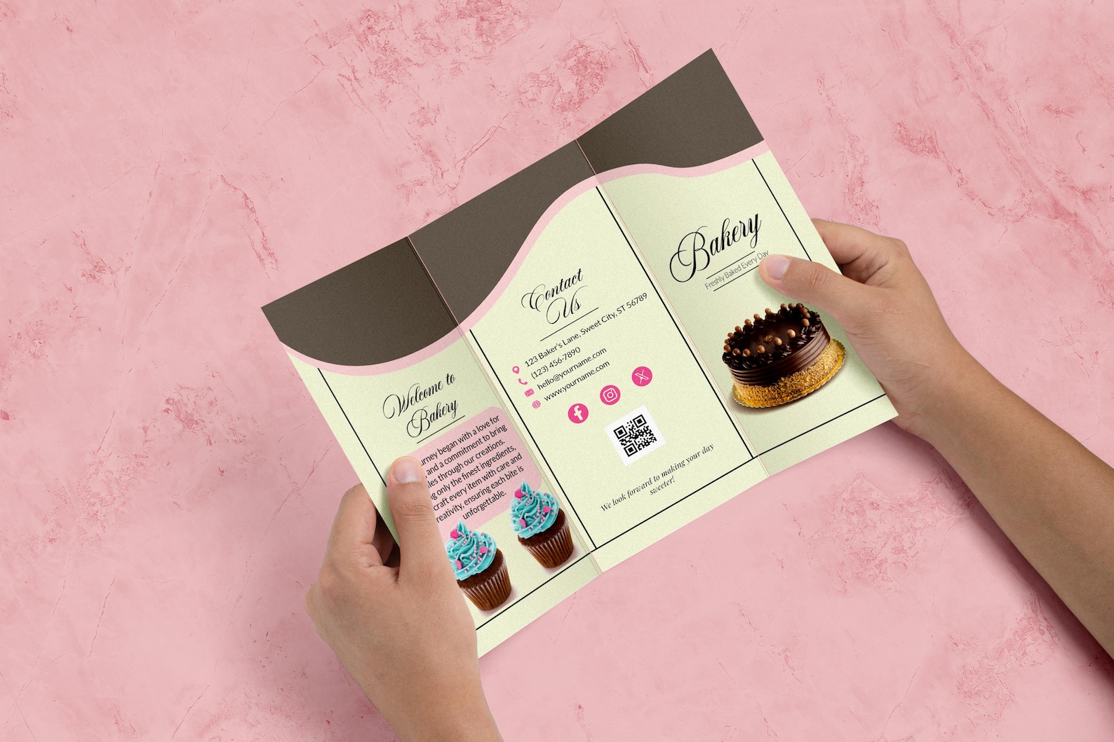 Printable Bakery Brochure | Custom Cake Shop Menu | DIY Bakery Flyer ...