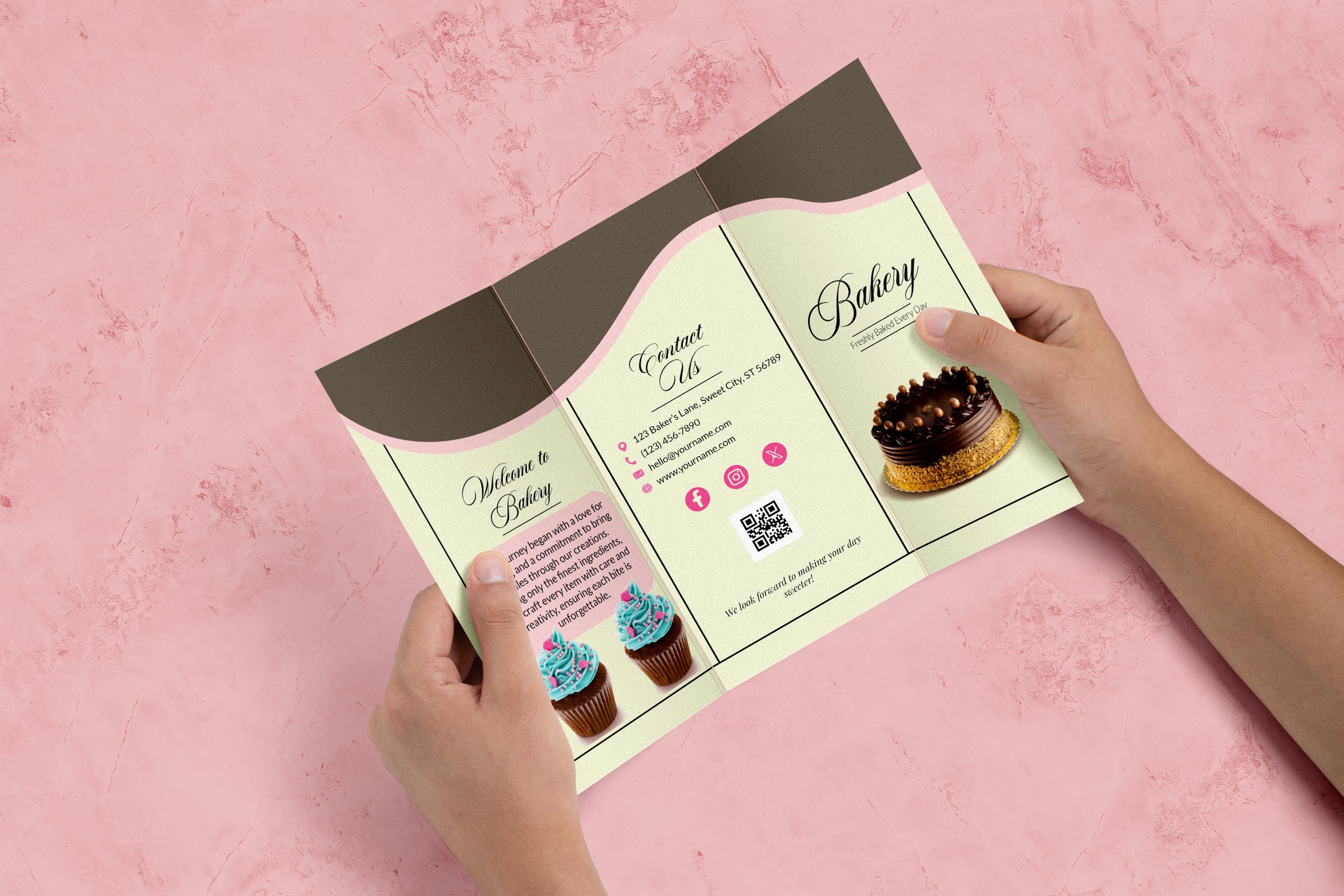 Printable Bakery Brochure | Custom Cake Shop Menu | DIY Bakery Flyer ...