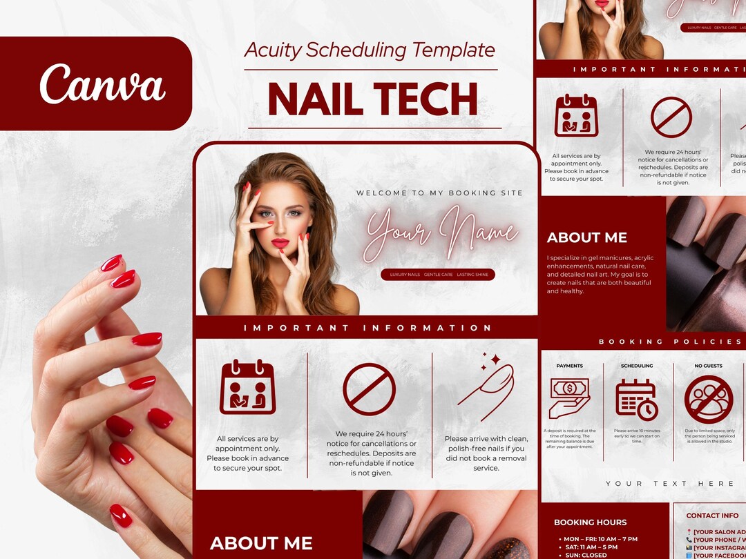 Nail Tech Acuity Scheduling Template, DIY Canva Website Banners ...