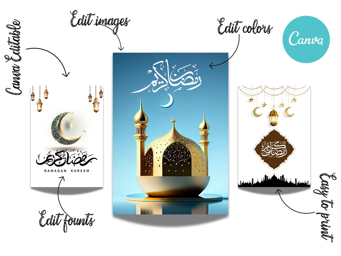 Modern Islamic Ramadan Cards: Printable Decorations (digital Download ...