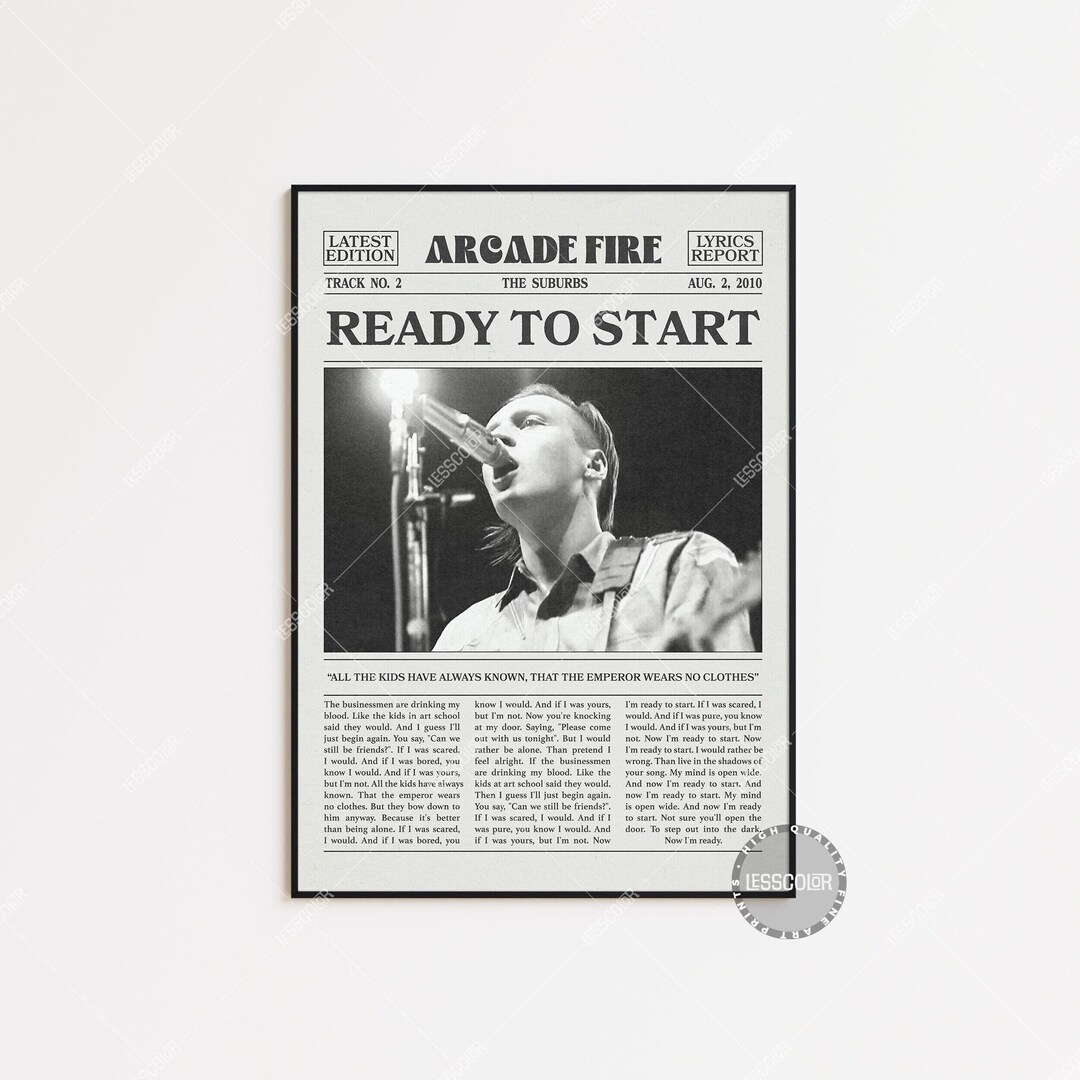 Arcade Fire Retro Newspaper Print, Ready to Start Poster, Ready to ...
